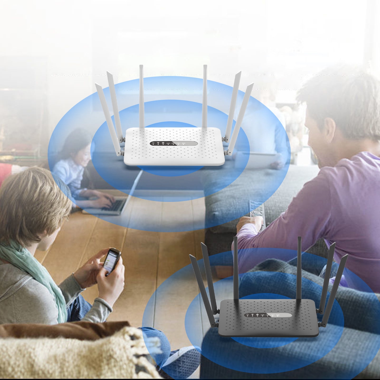 Jacenvly New Fathers Day Gifts 2.4G/5G Six Antenna 1200M Wireless ...