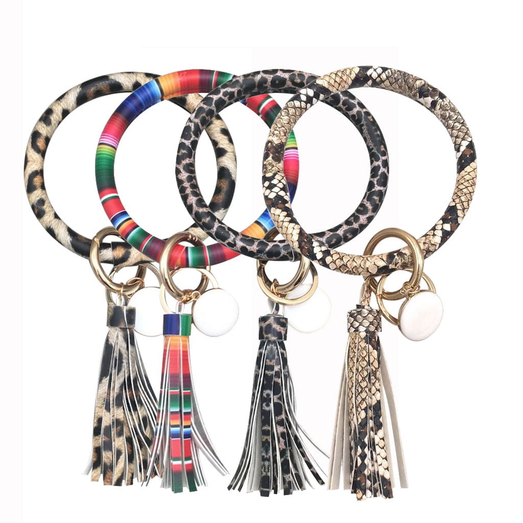 Jacenvly New Fathers Day Gifts Fashion Trend Large Leather Bracelet Tassel Keychain Jewelry ...