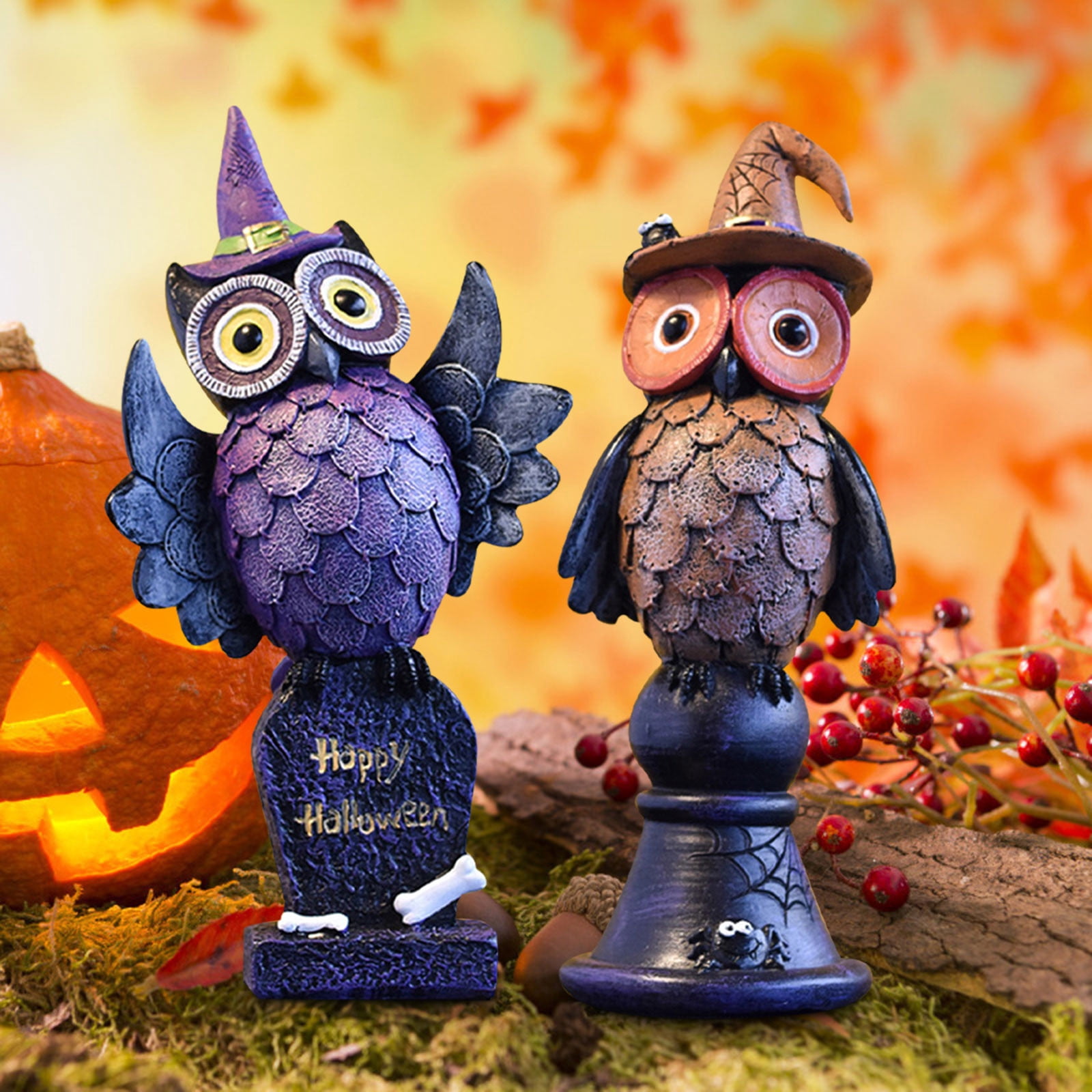 Jacenvly New Home Decor Halloween Decorations Garden Decor Owl Statues ...