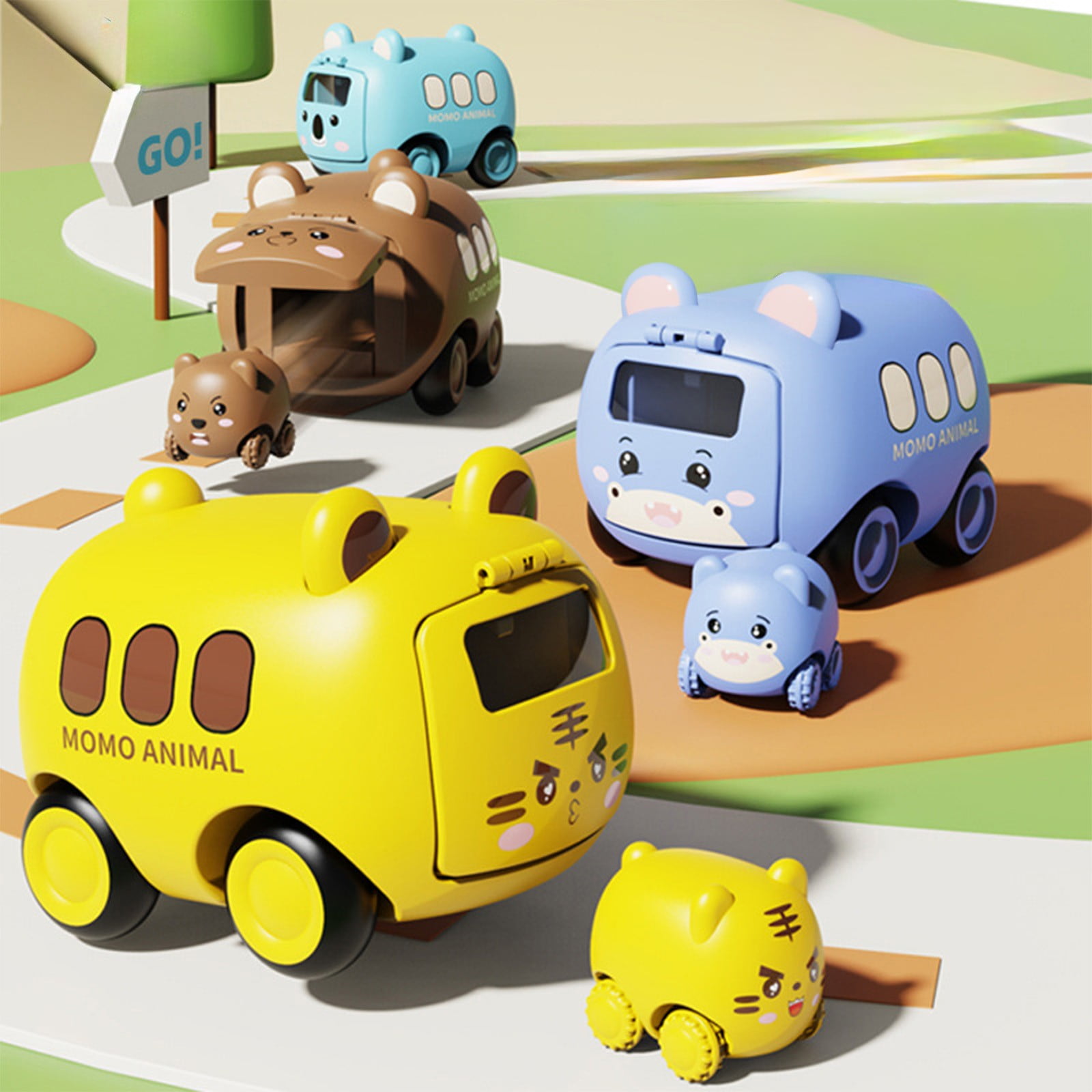 Jacenvly New Kids Toys Cute Cartoons Animals Child Catapult Car Mini ...