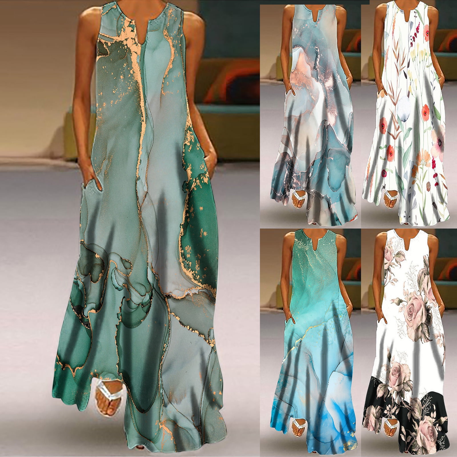 Jacenvly New Maxi Dresses for Women 2024 Women Casual Loose Printed ...