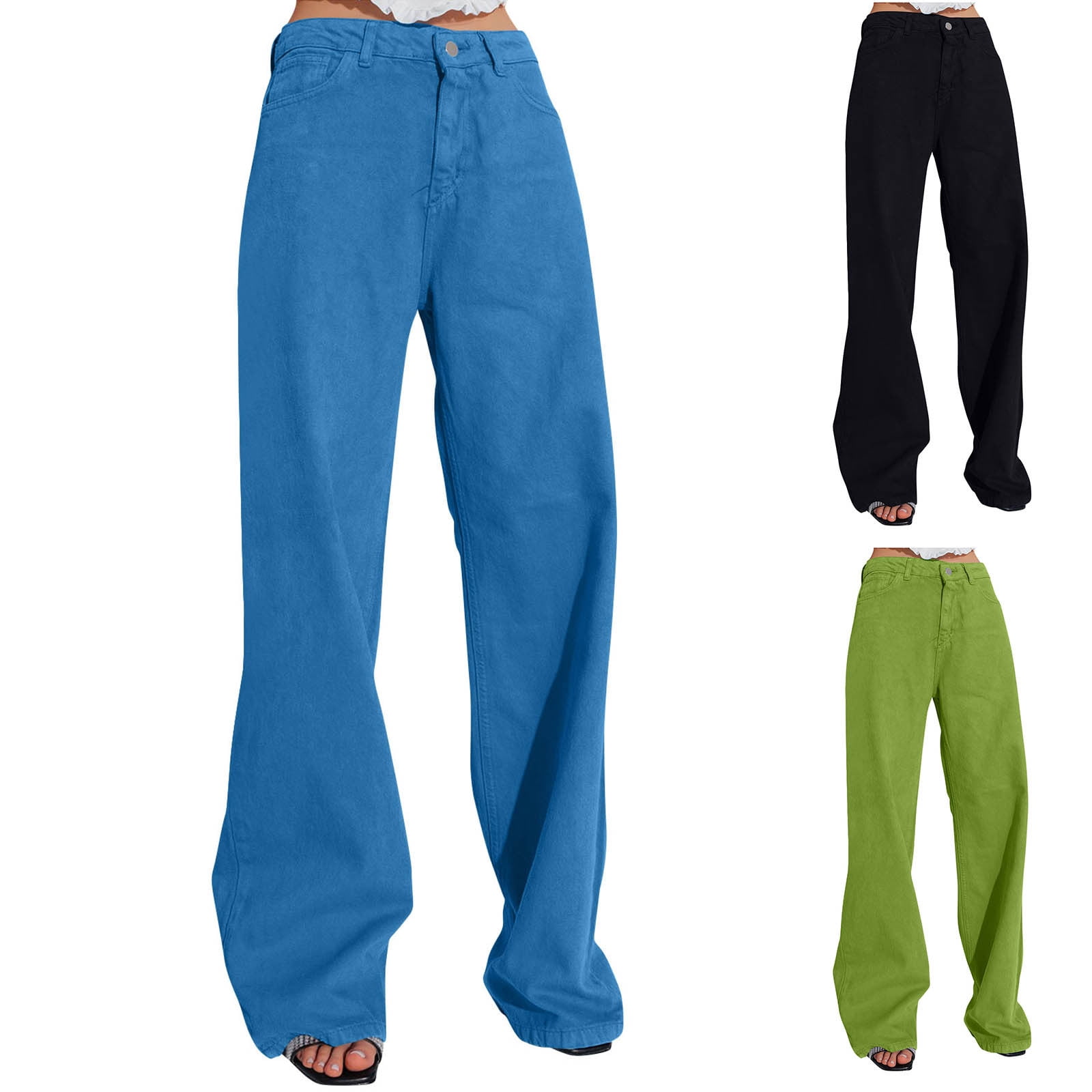 Jacenvly New Pants for Women Jeans Long Pants Fashion Solid Comfort ...