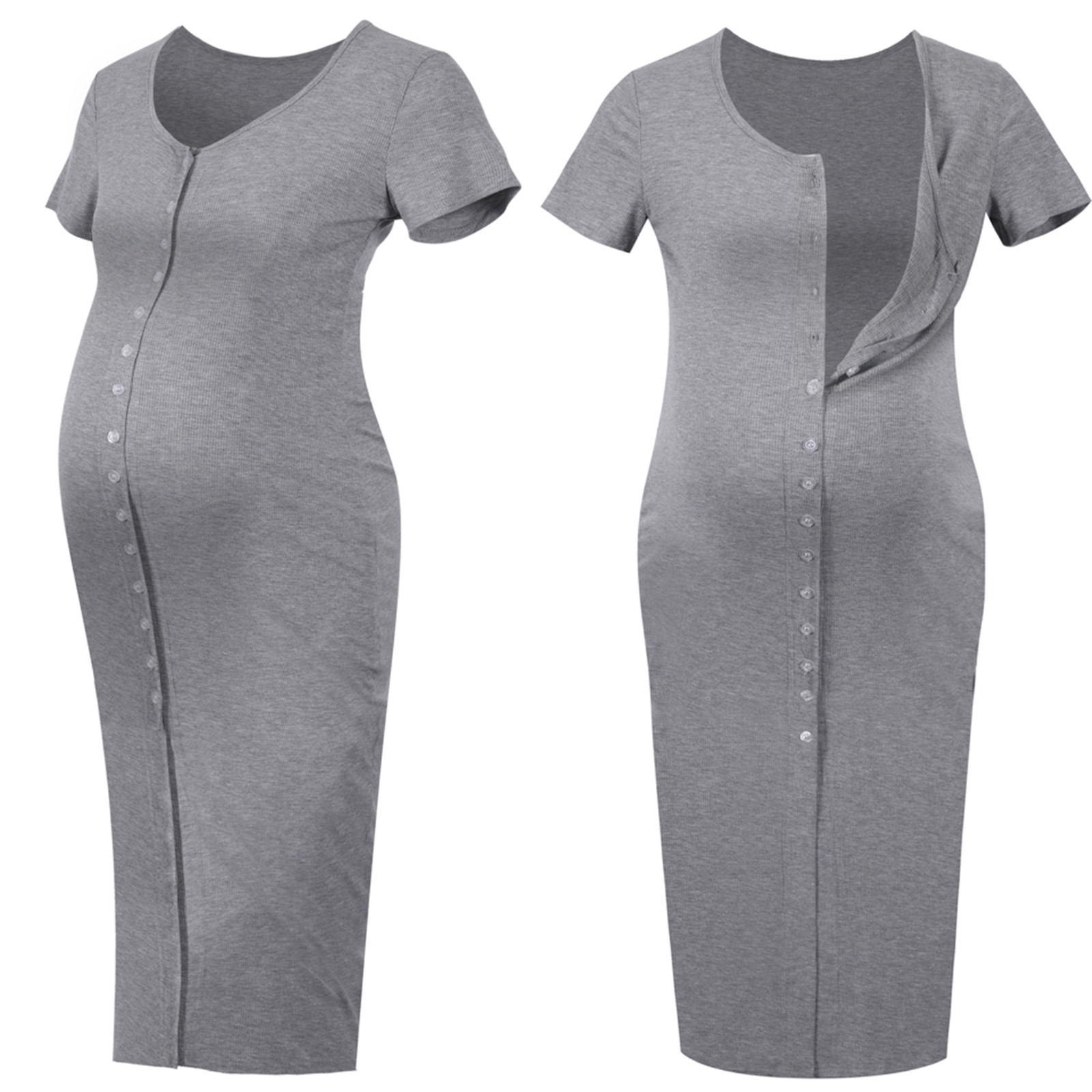 Jacenvly New Pregnant Women Dress Nursing Nightgown Striped Women Short ...