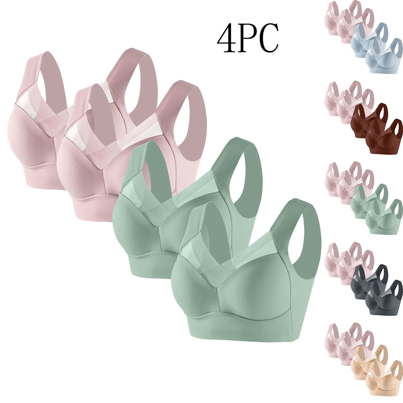 Jacenvly New Push up Bras for Women 4Pc Strapless Lace Underwear with ...