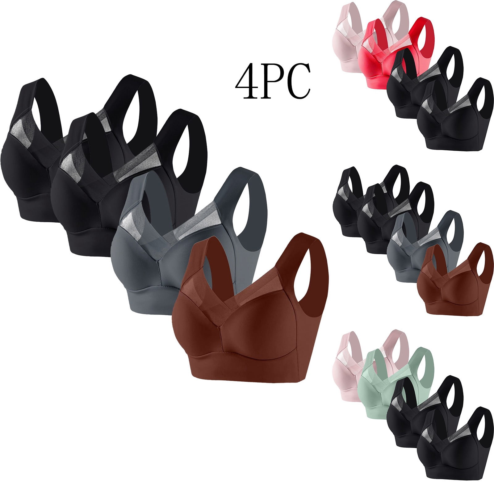Jacenvly New Sports Bras for Women 4Pc Strapless Lace Underwear with ...