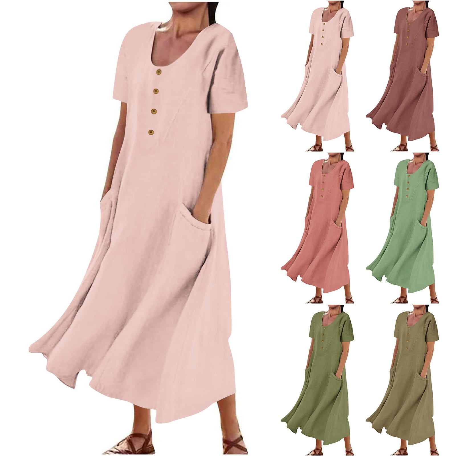 Jacenvly New Sun Dresses for Women 2024 Women'S Solid Color Short ...