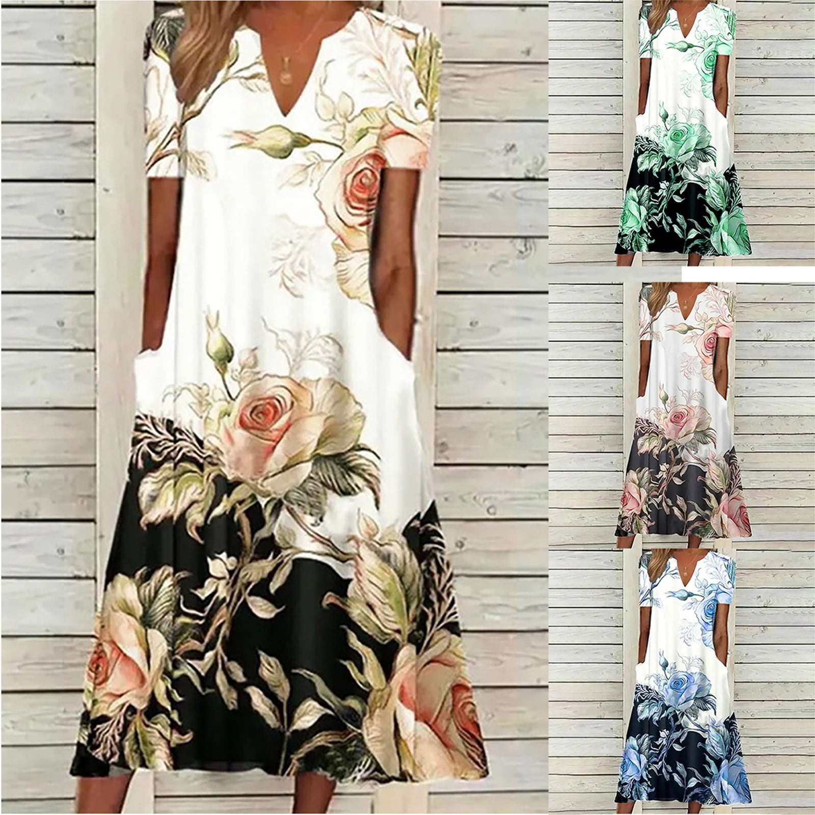 Jacenvly New Sundresses for Women 2024 Women Summer Casual Printed with ...