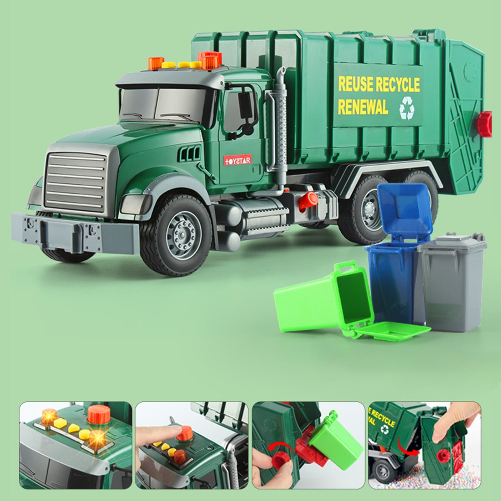 Jacenvly New Toddler Toys Children'S Rubbish Truck Sanitation Car ...