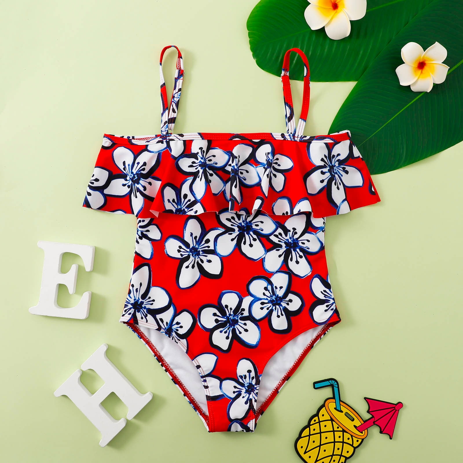 Jacenvly One Piece Swimsuits for Girls Clearance Soft Satiny Girls ...