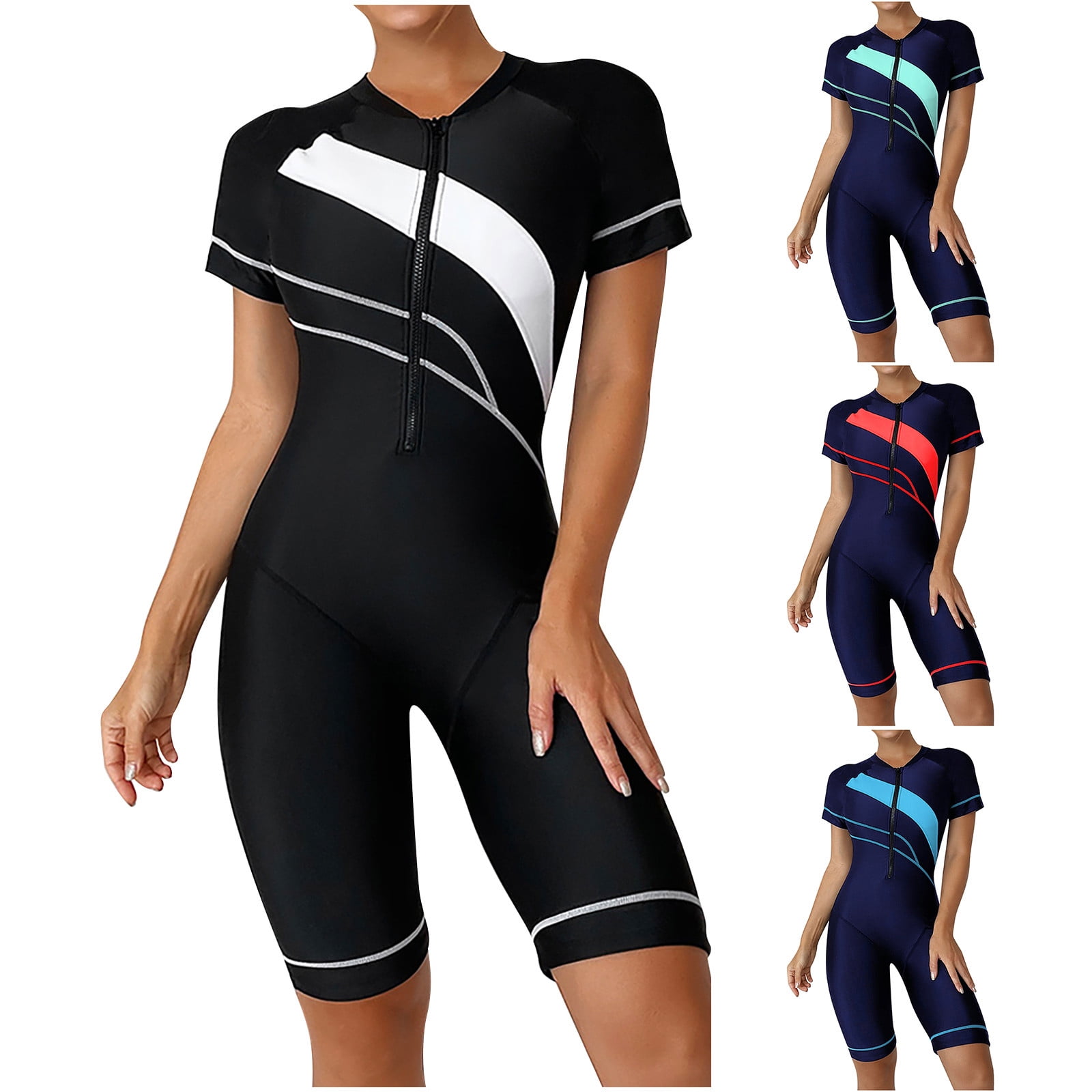 Jacenvly One Piece Swimsuits For Women 2024 Clearance Cozy Short Sleeve