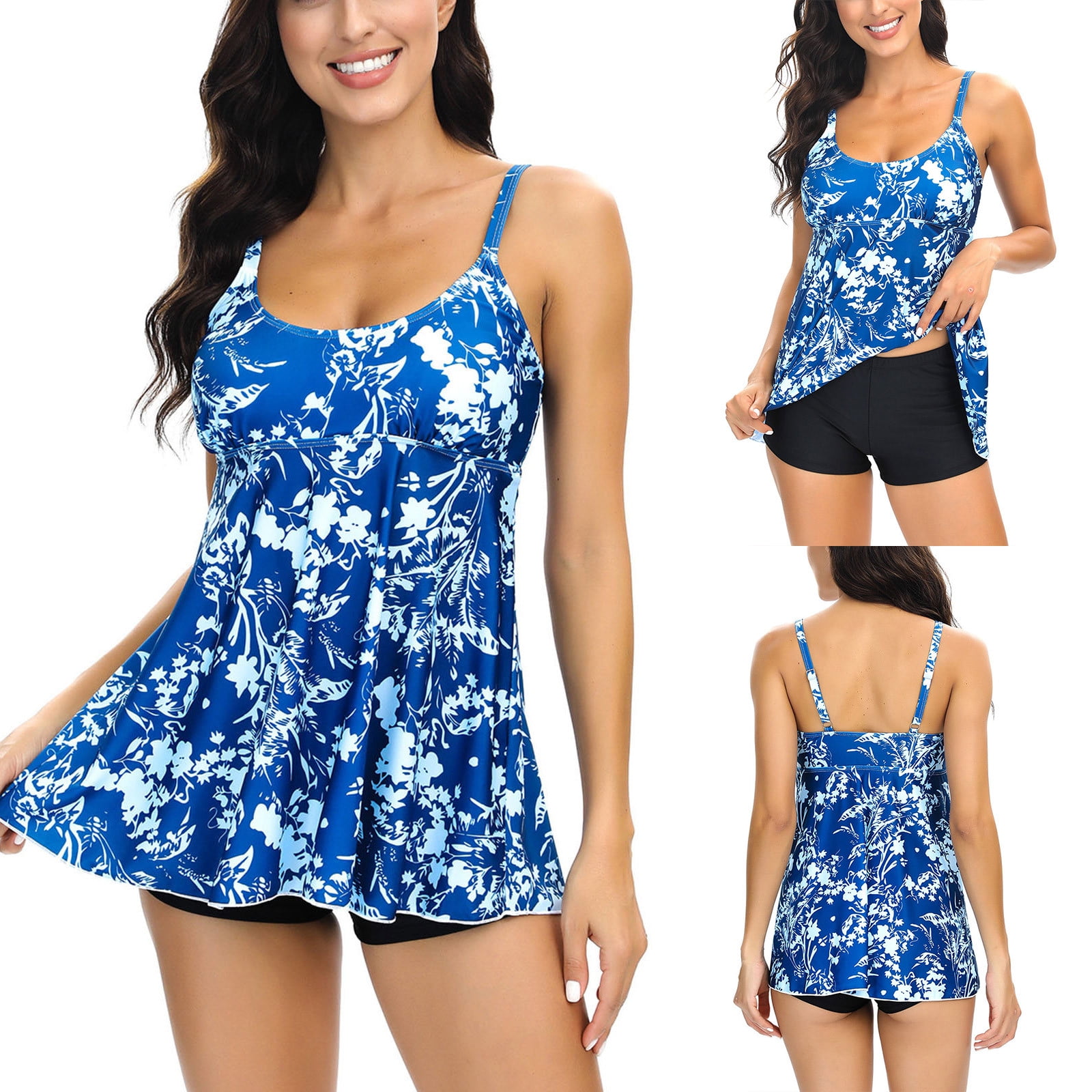 Jacenvly Plus Size Swimsuit for Women Swimdress Two-Piece Swimwear with ...