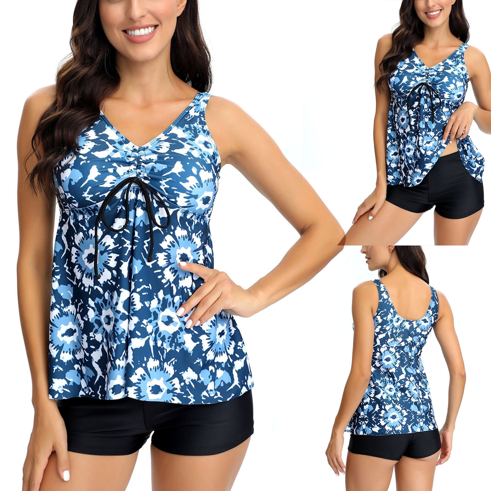 Jacenvly Plus Size Swimsuit for Women Swimdress Two-Piece Swimwear with ...