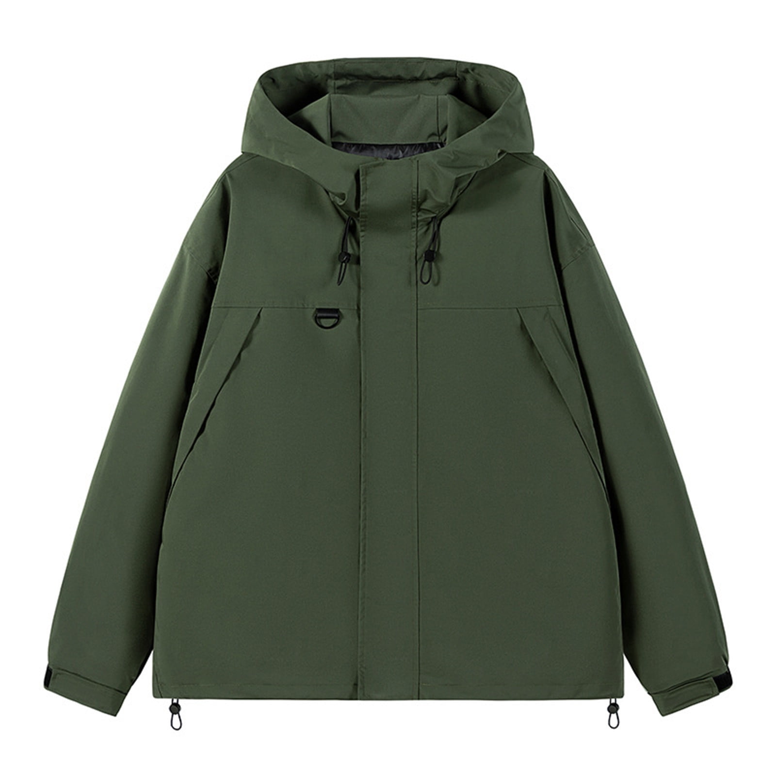 Jacenvly Rain Jacket Men Waterproof Windproof Drawstring Hooded Mens ...
