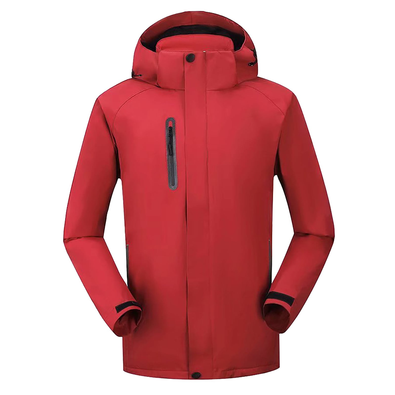 Jacenvly Rain Jacket Men Waterproof Windproof Removable Hood Zip Pocket ...