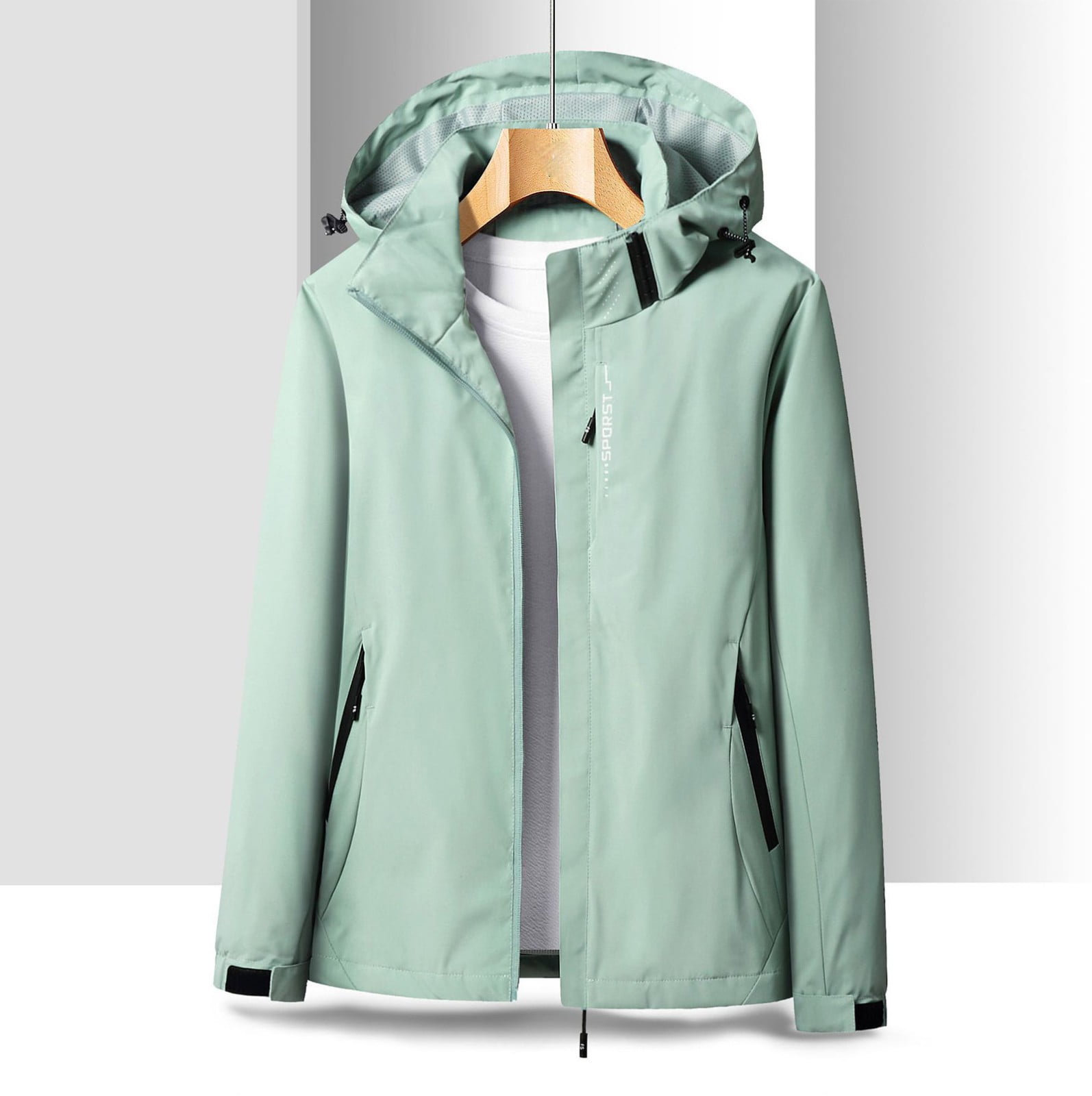 Jacenvly Rain Jacket Women Clearance Waterproof Windproof Drawstring