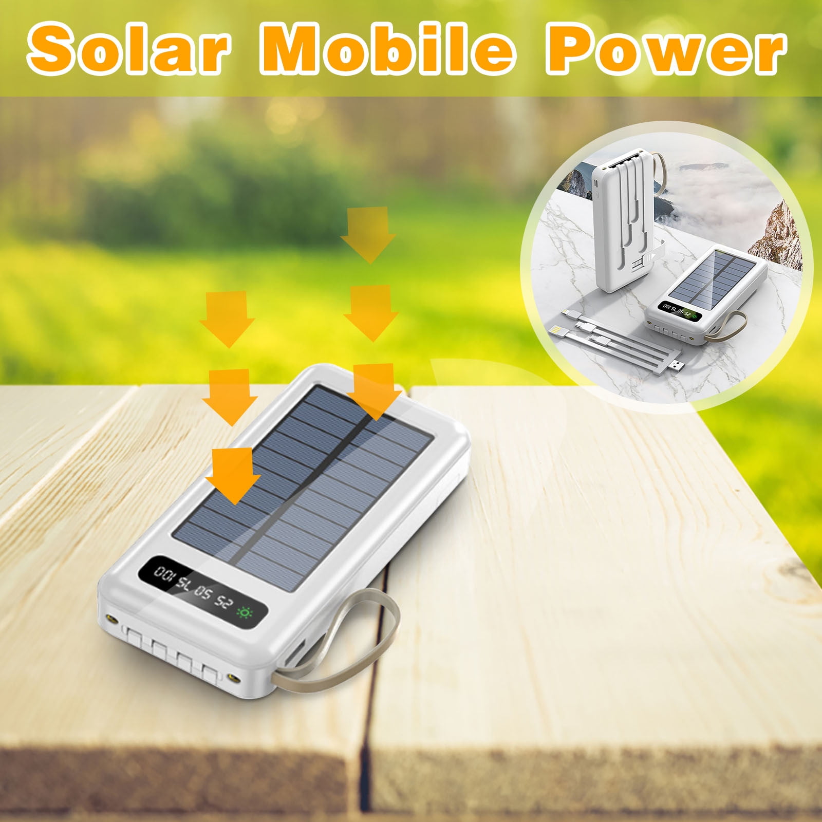 Jacenvly Solar Charger, 20000mAh USB Portable Solar Battery Pack, With ...
