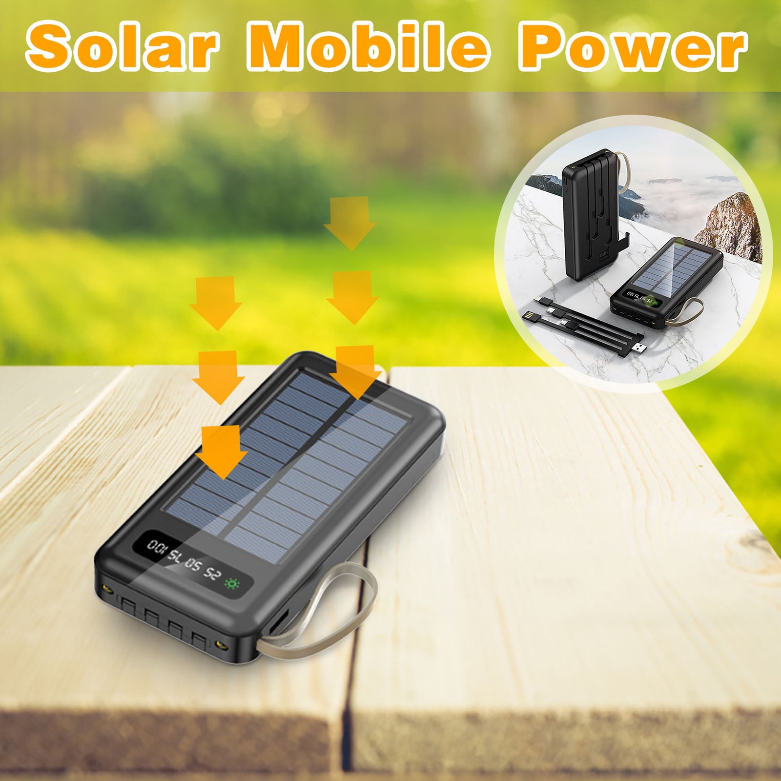 Jacenvly Solar Charger, 20000mAh USB Portable Solar Battery Pack, With ...
