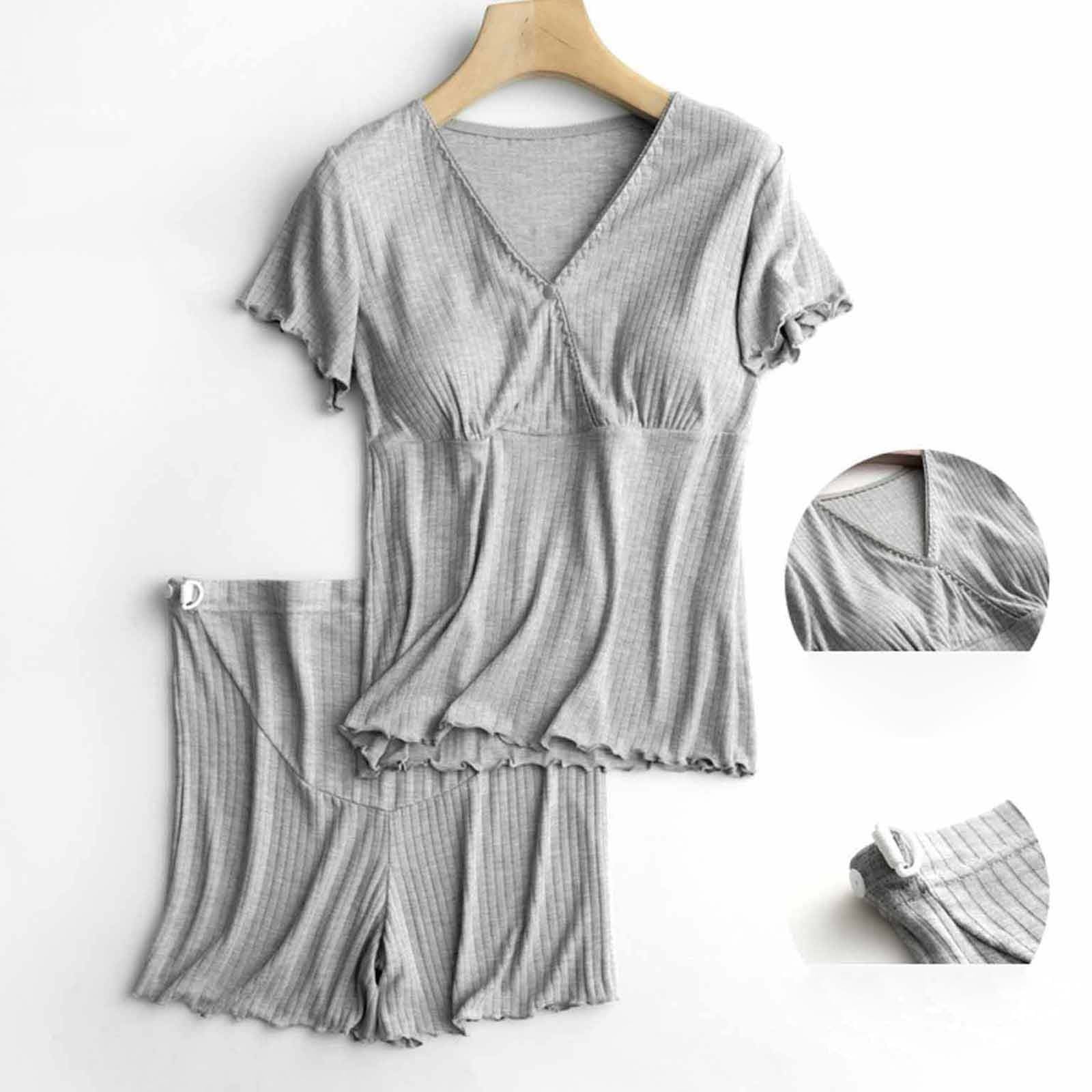 Jacenvly Summer 2024 New Pregnant Womens Nursing Color Round Neck Short ...