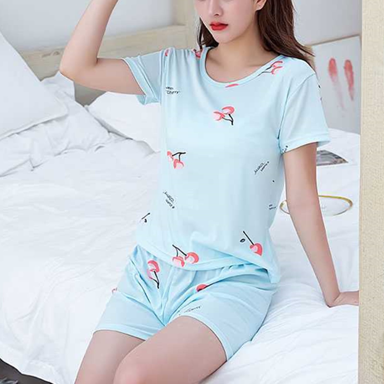 Jacenvly Summer Clearance Trendy Pajamas Female Summer Thin Short ...