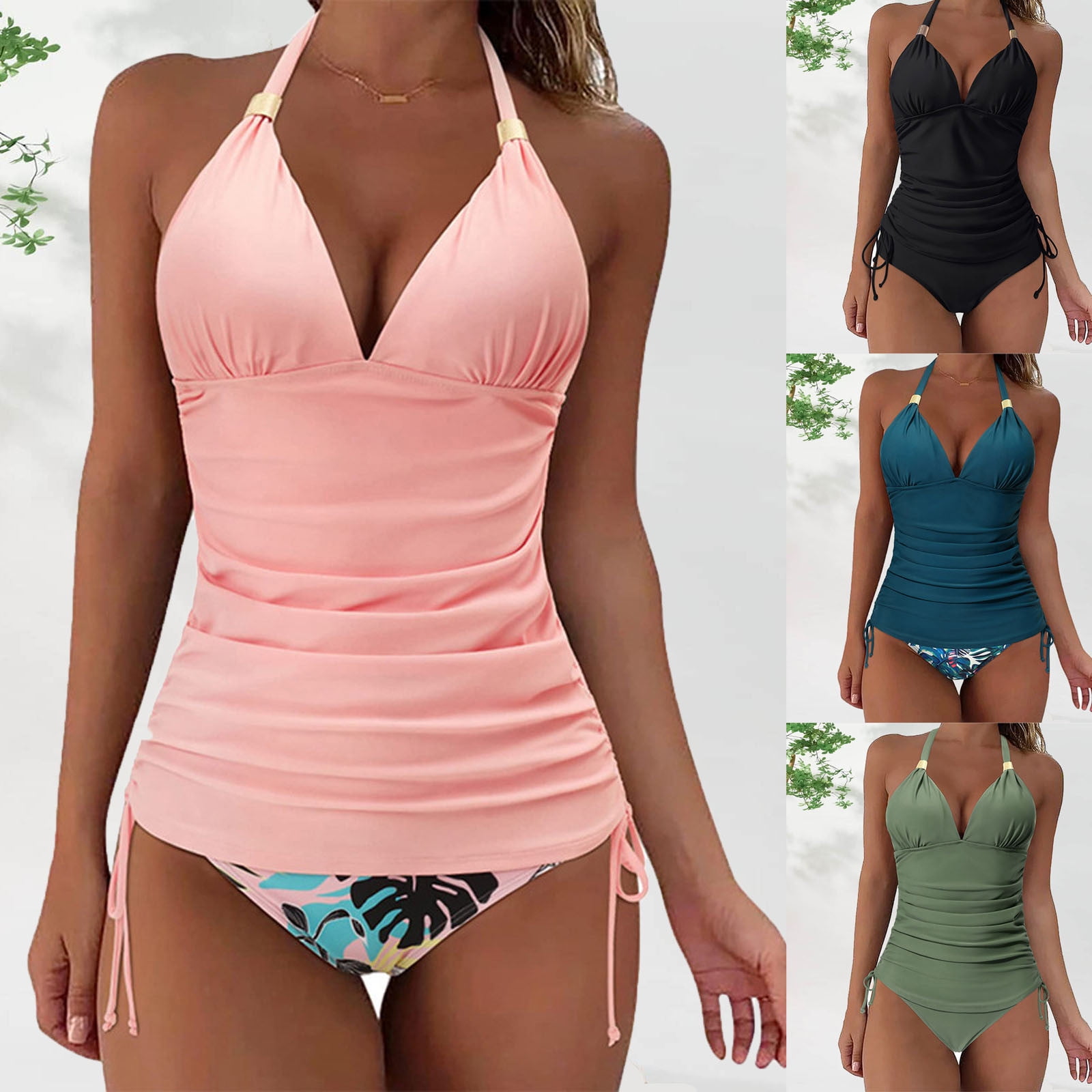 Jacenvly Tankini Swimsuits For Women Clearance Trendy Sleeveless Solid