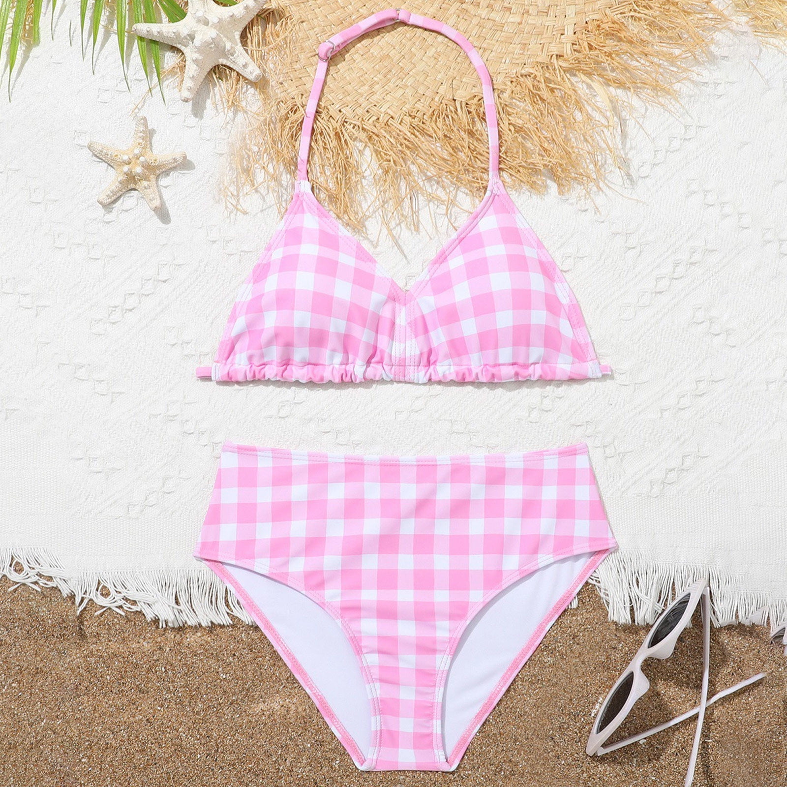 Jacenvly Two Piece Swimsuit Toddler Quick Drying 8-12 Years Pinks and ...
