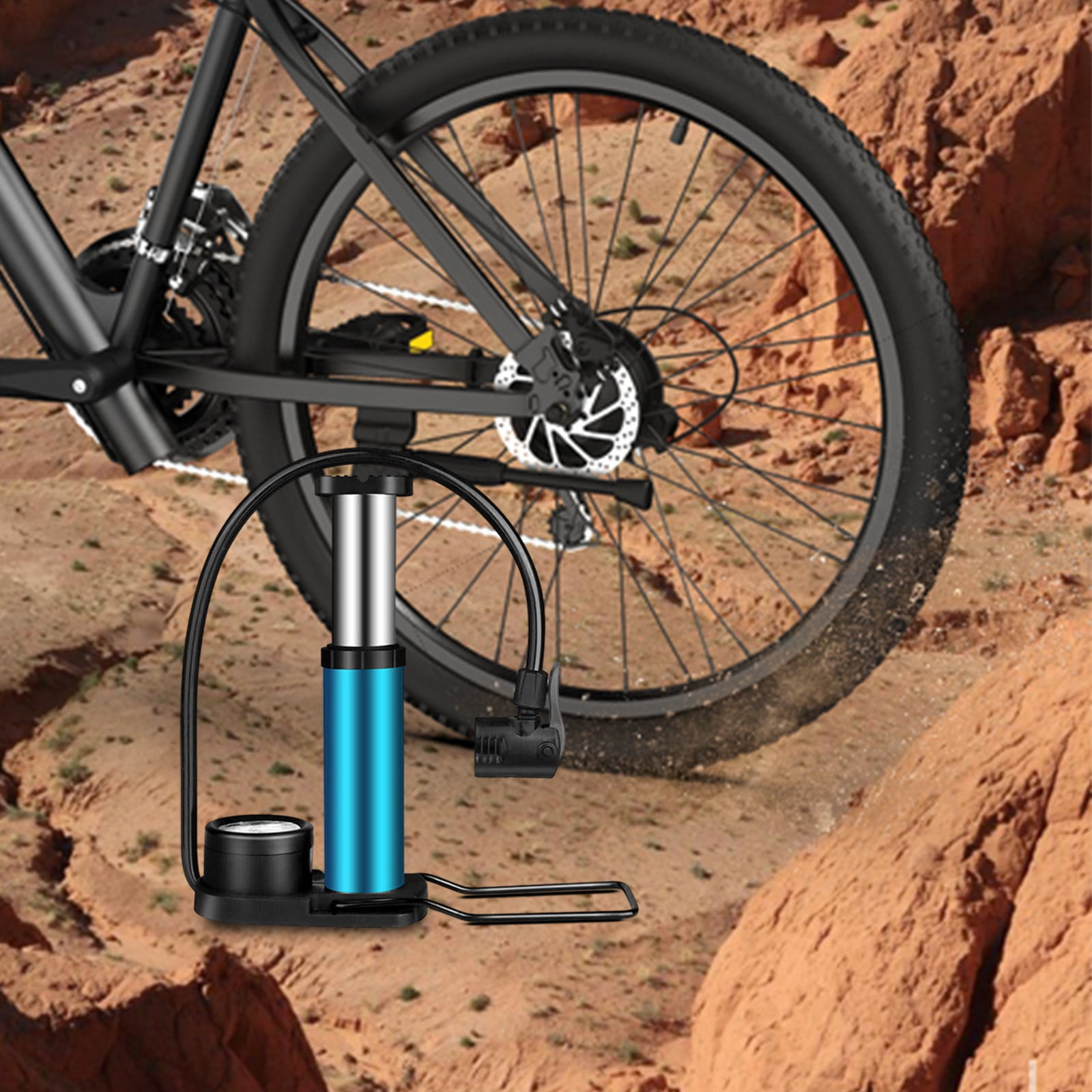 Jacenvly Valentines Day Decorations Portable Bicycle Pump with Pressure Gauge Mini Bike Inflator ...