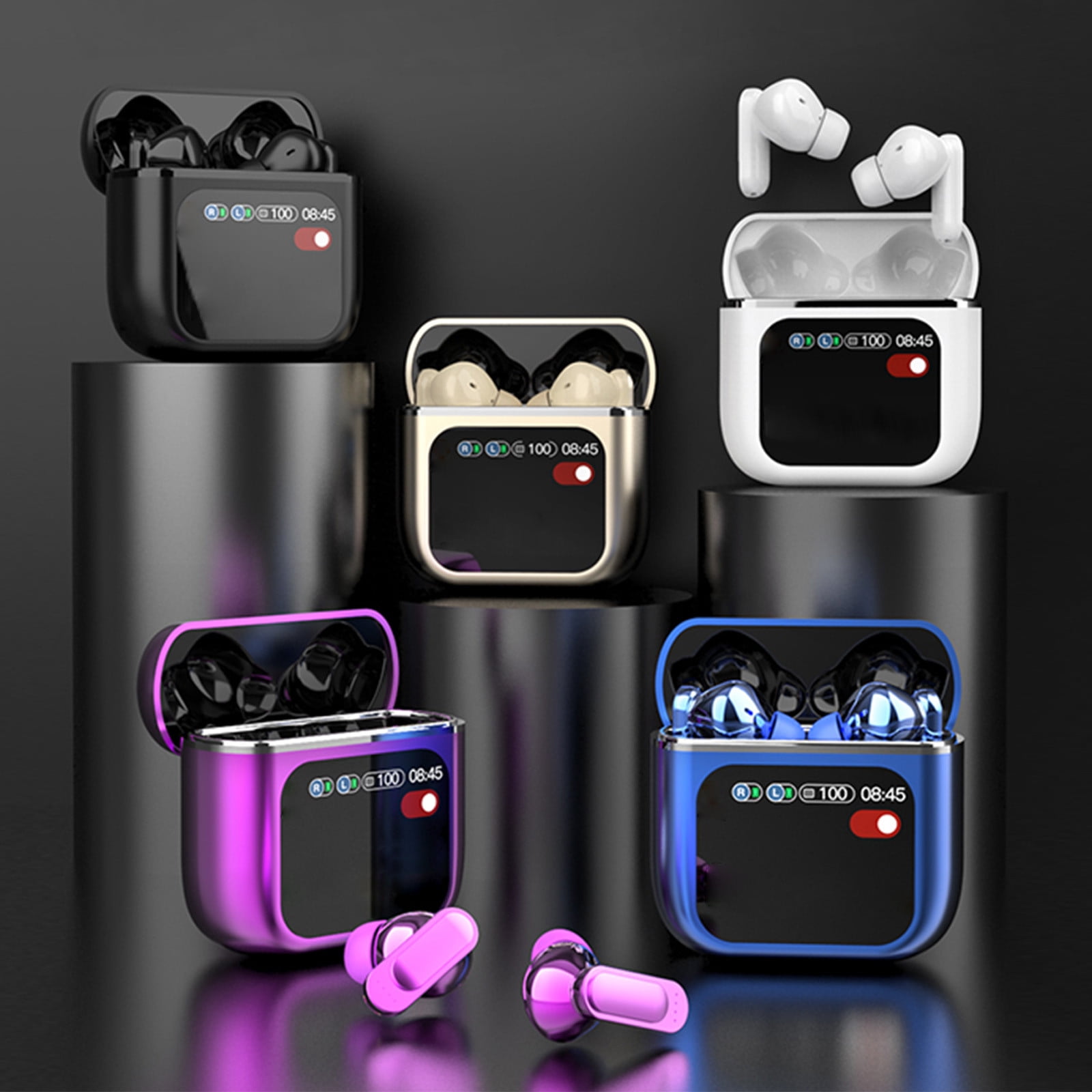 Jacenvly Wireless Bluetooth Headset Lcd Full Color Smart Display Screen ...