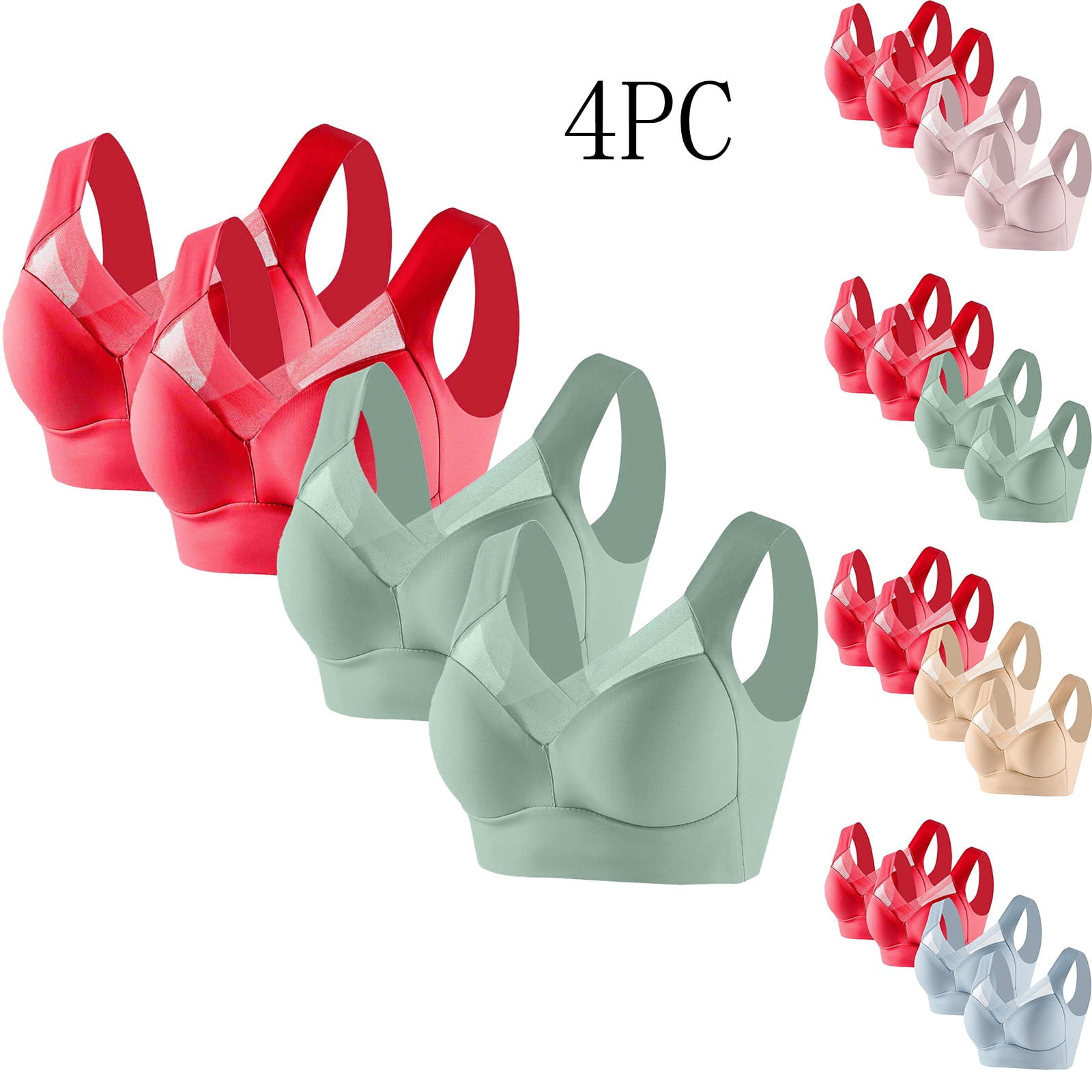 Jacenvly Women's New Arrivals Sports Bras for Women 4Pc Strapless Lace ...