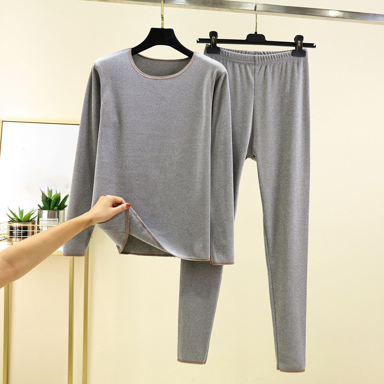 Jacenvly Womens Pajamas Light Breathable Cotton Pajamas for Women Round ...