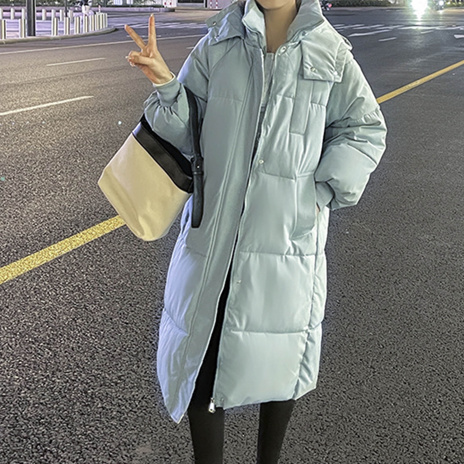 Jacenvly Womens Winter Coats Clearance Solid Puffer Jacket Windproof