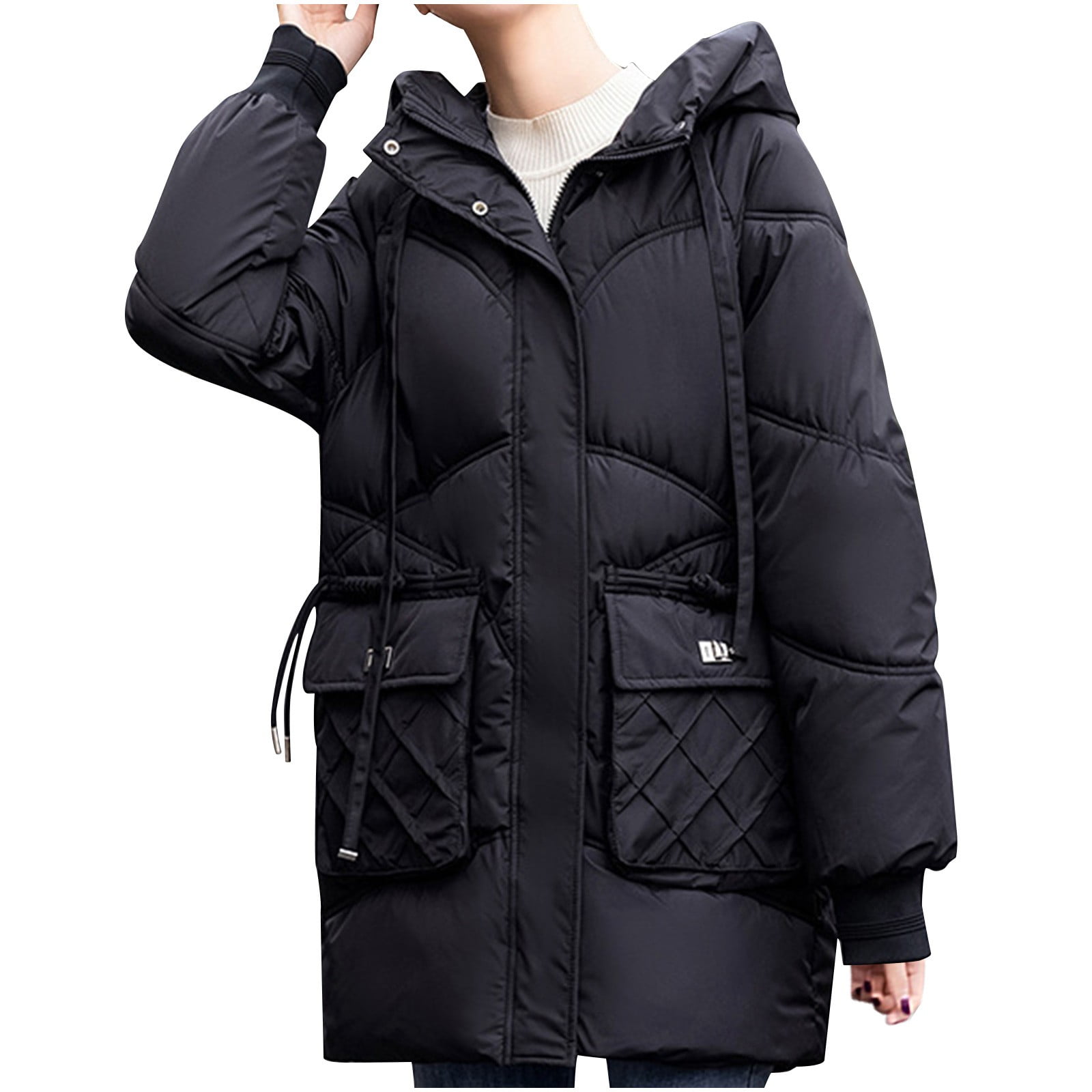 Jacenvly Womens Winter Coats Clearance Solid Quilted Jackets Comfort ...