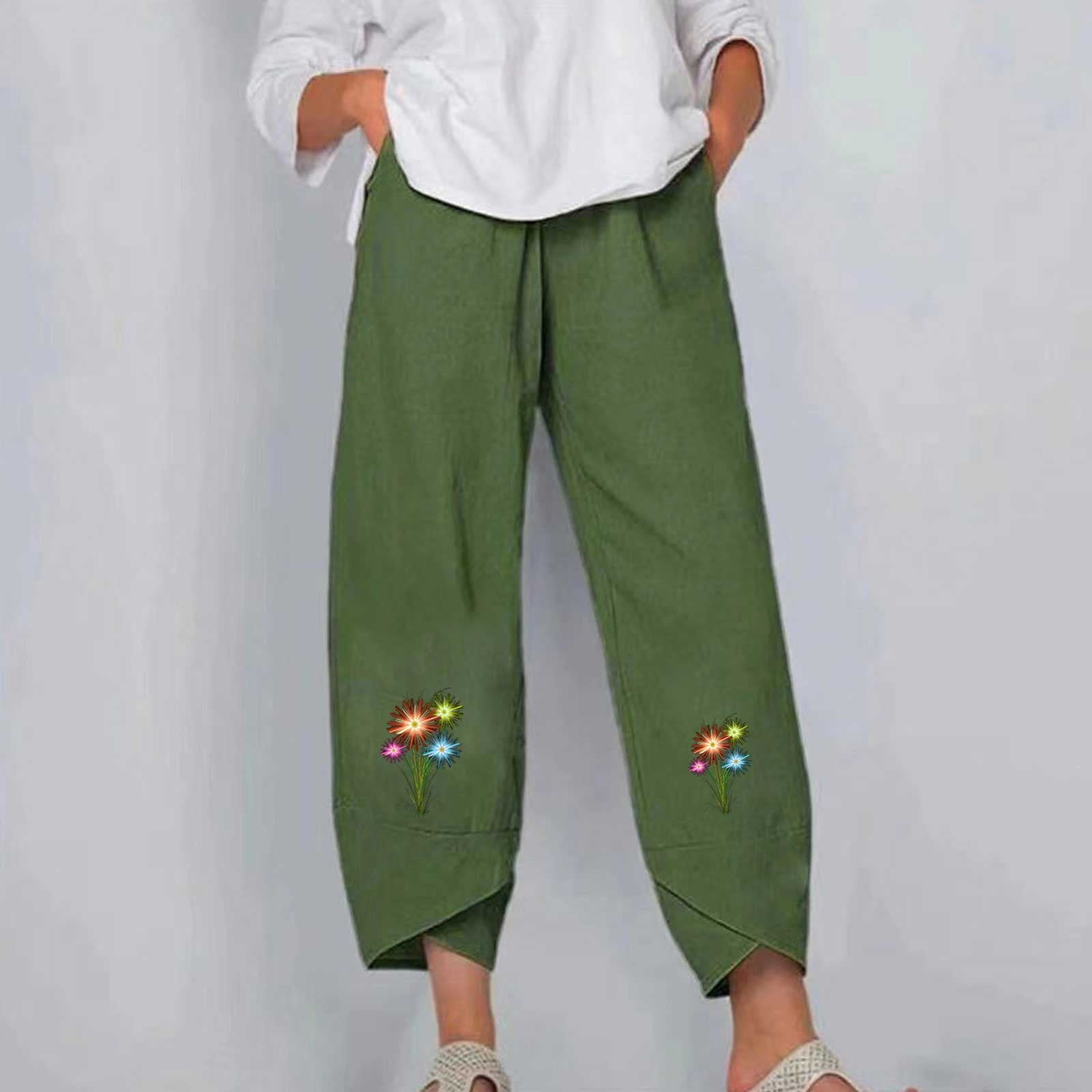 Jacenvly linen pants women Wide Leg Pants Long High Waisted Pocket ...