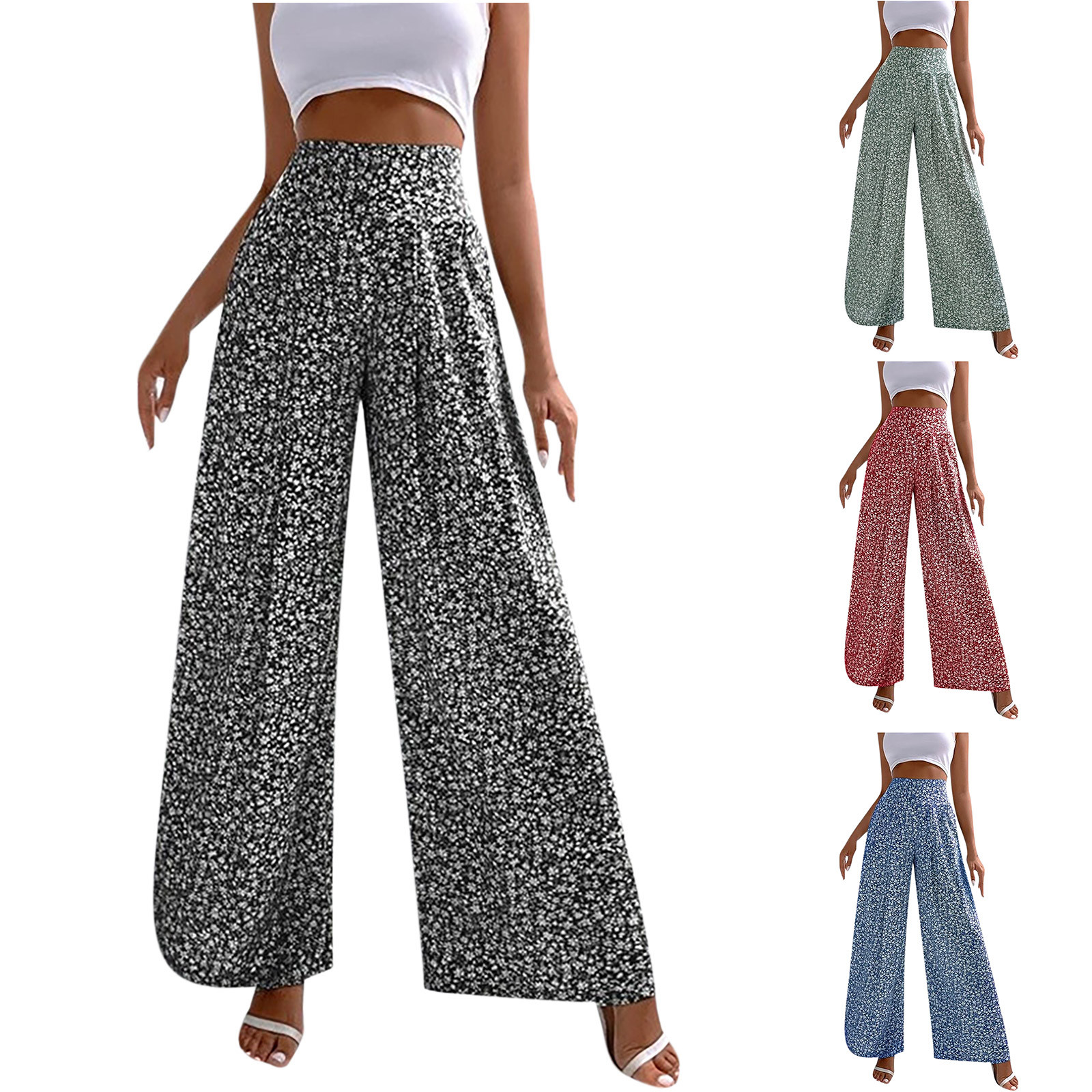 Jacenvly wide leg pants for women Extra Long High Waisted Plain womens ...