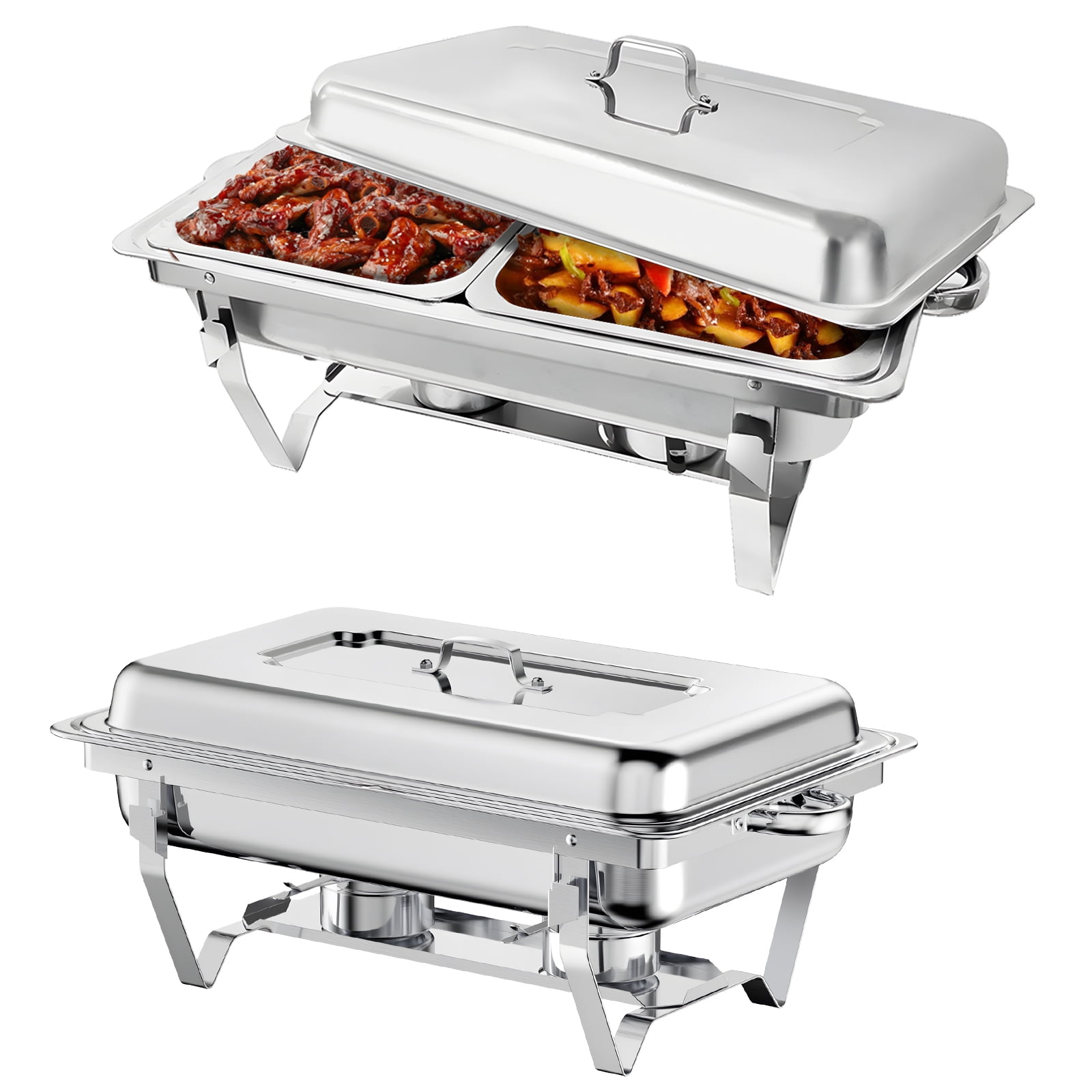 Jacgood 2-Pack Half Size 8 Qt. Stainless Steel Chafing Dishes with ...
