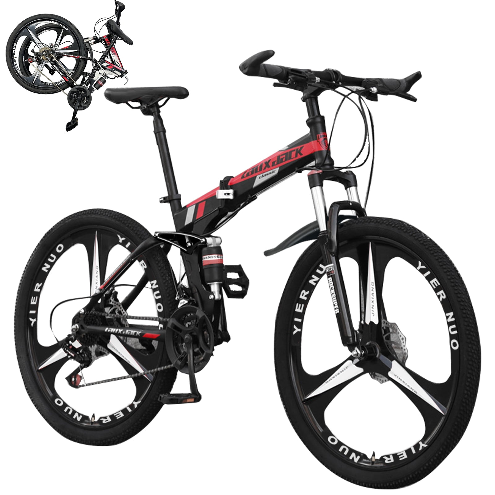 Jacgood 26 Inch Adult Mountain Bike with 24-Speed Drivetrain and Double ...