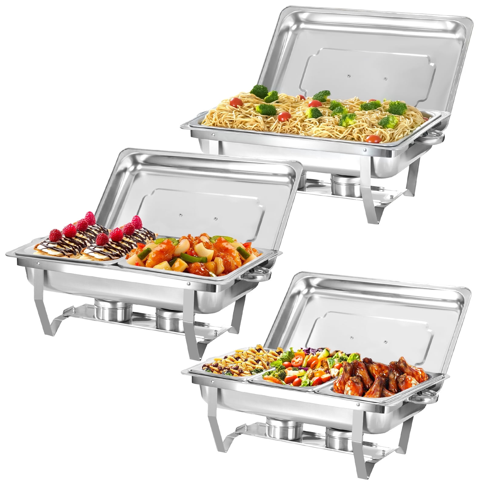 Jacgood 3 Packs Chafing Dishes Stainless Steel Chafers and Buffet ...