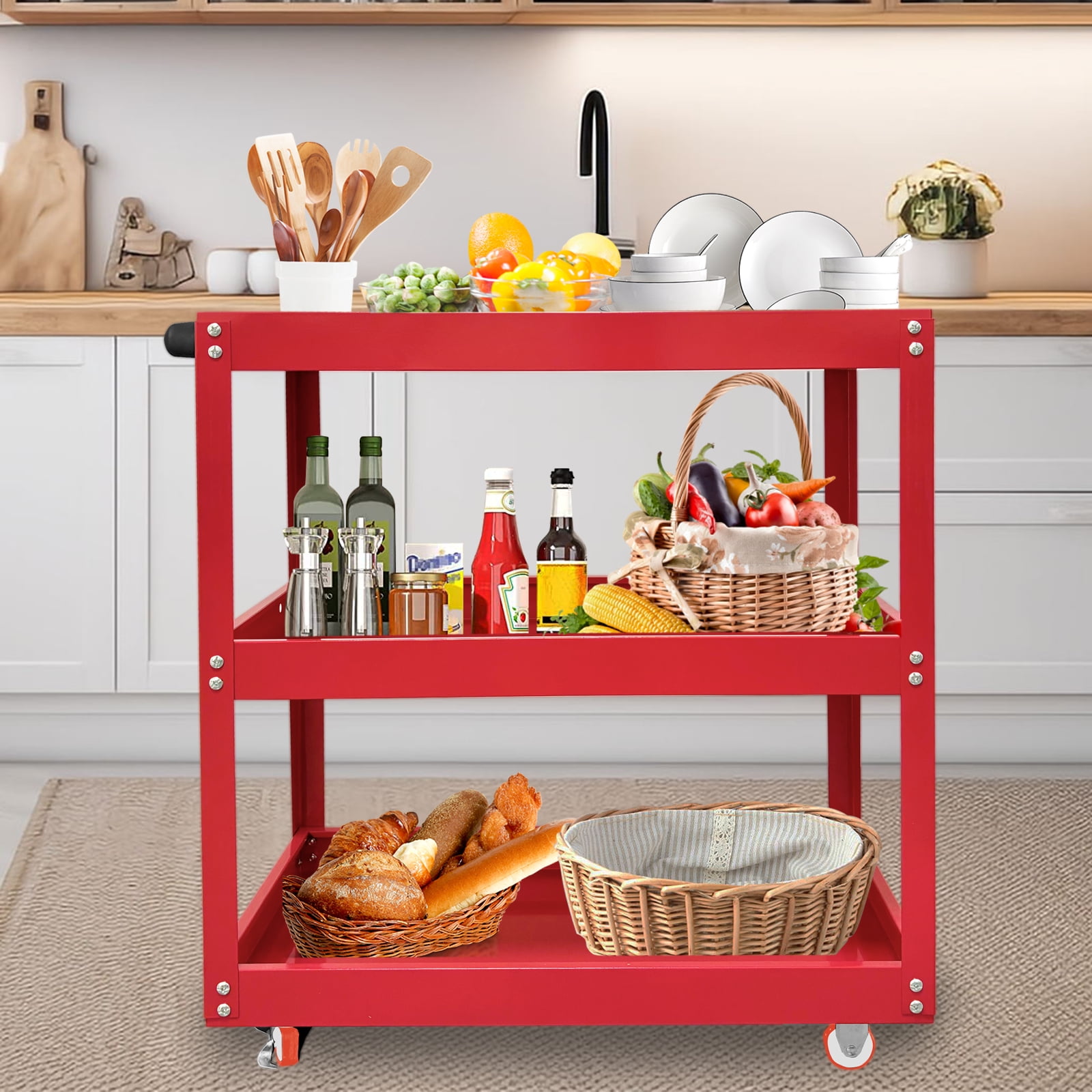 Jacgood 3-Shelf Tools Trolley Multipurpose Utility/Supply/Service/Tool ...