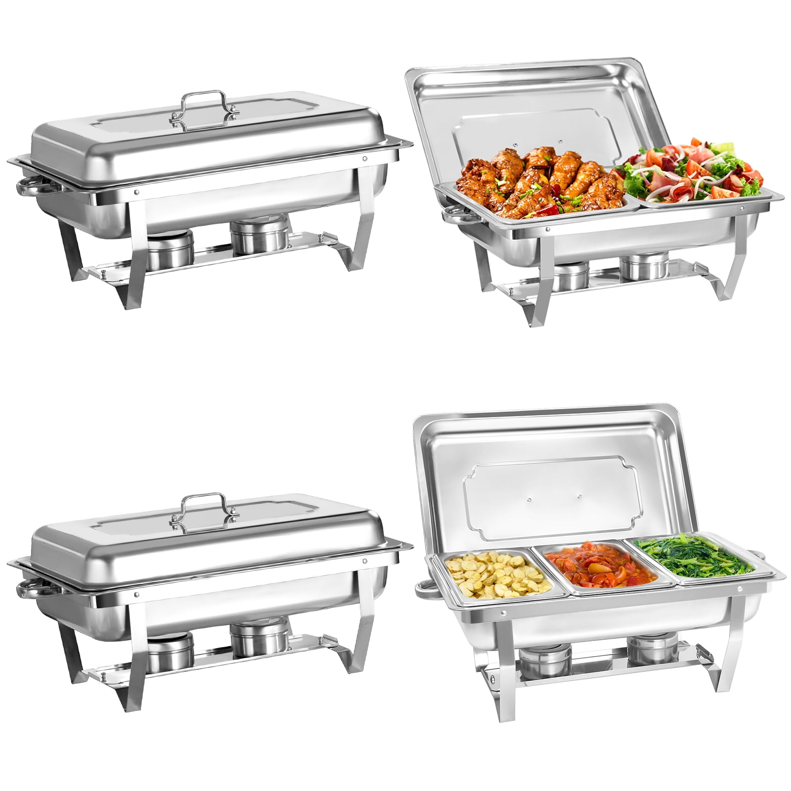 Jacgood 4 Pack Chafing Dish Rectangular Half pan×2+1/3 pan×2 Chafers ...
