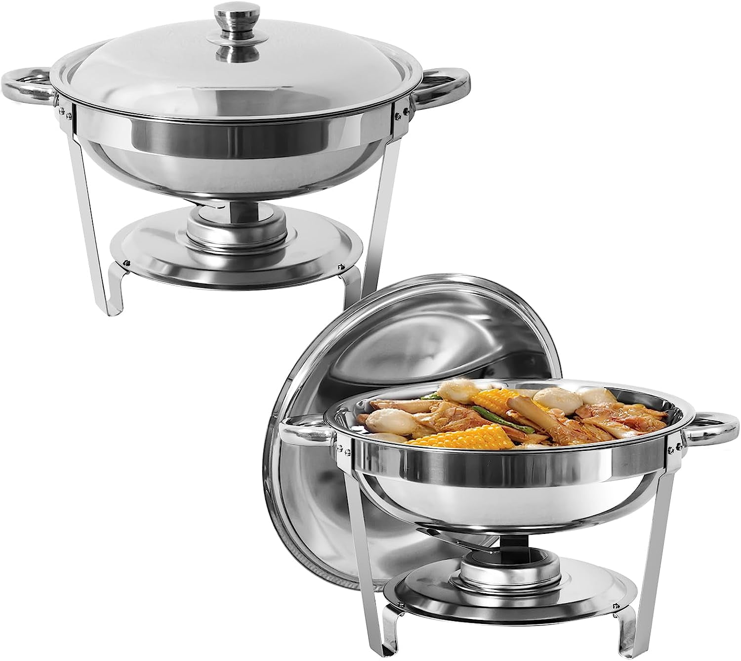 Jacgood 5 Qt Chafing Dish Buffet Set,2 pack Stainless Steel Round ...