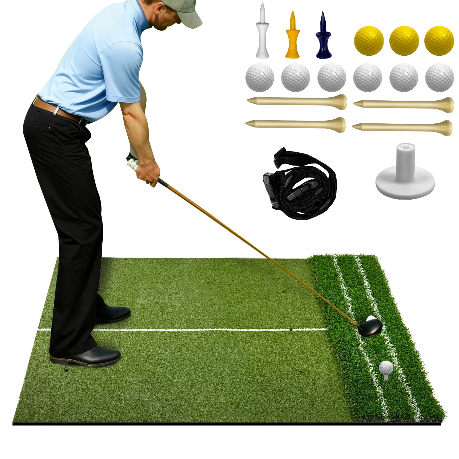 Jacgood 5x4ft Professional Dual-Turf Golf Hitting Mat | 26mm Fairway ...
