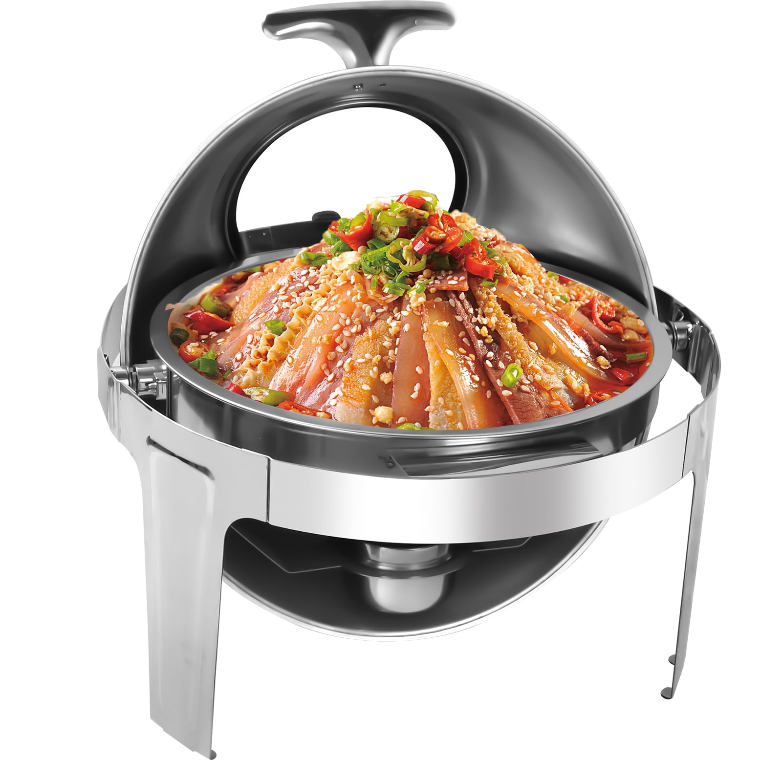 Jacgood 6.5 QT Round Roll Top Chafing Dish Buffet Set,Chafing Dishes for Buffet with Visible Lid ...