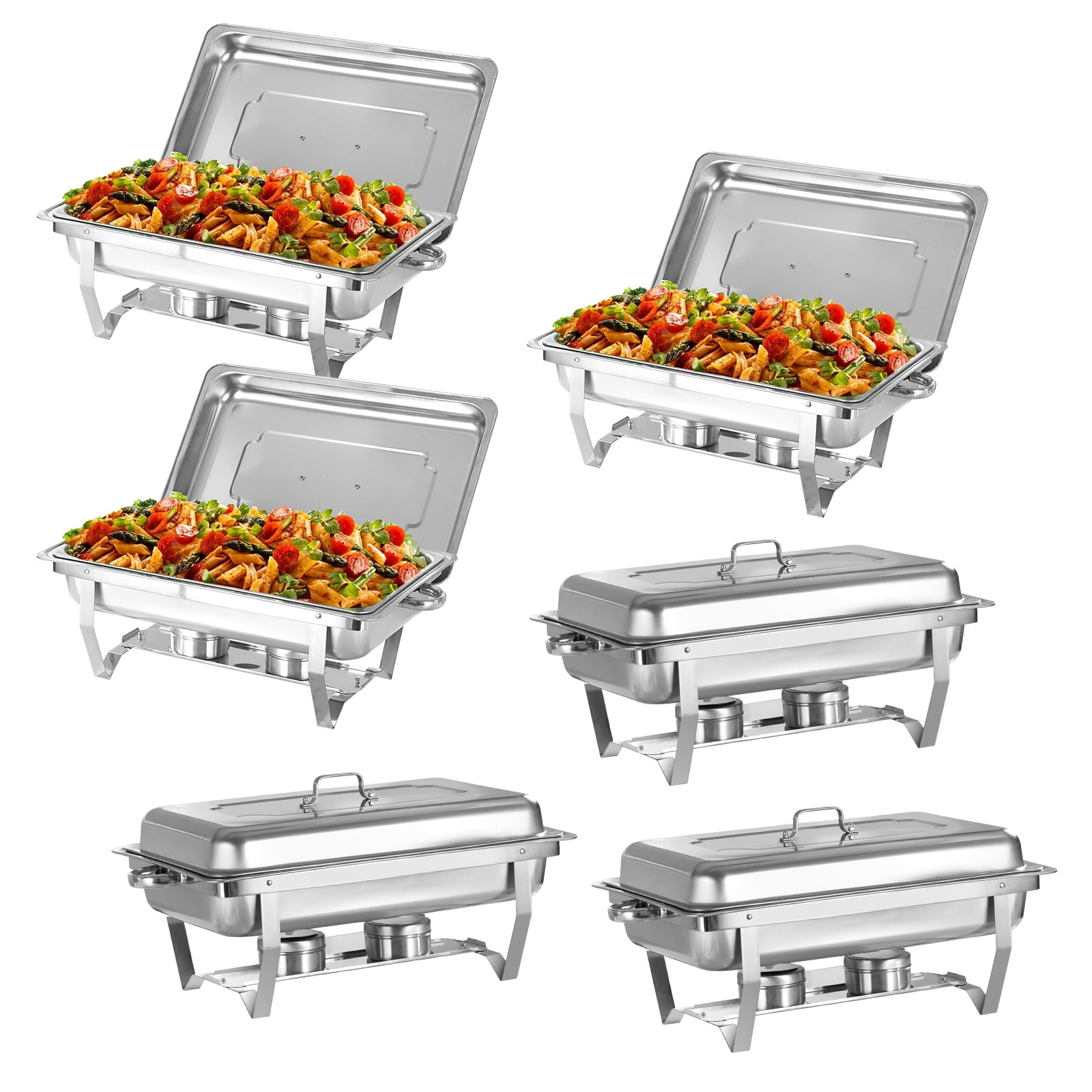 Jacgood 6 PCS Chafing Dish Chafer 8 QT Stainless Steel Food Warmer ...