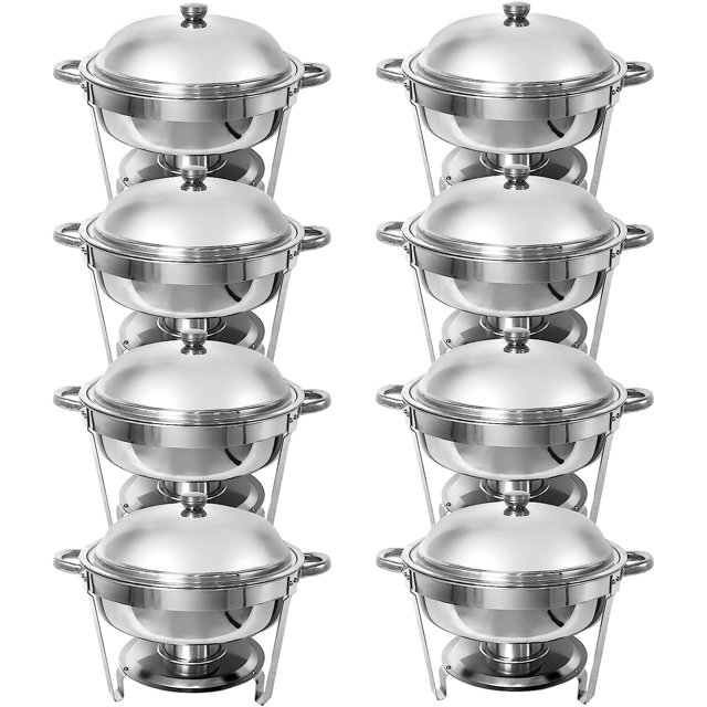 Jacgood 6 Qt Chafing Dish Buffet Set,8 pack Stainless Steel Round Chafers and Buffet Warmers ...