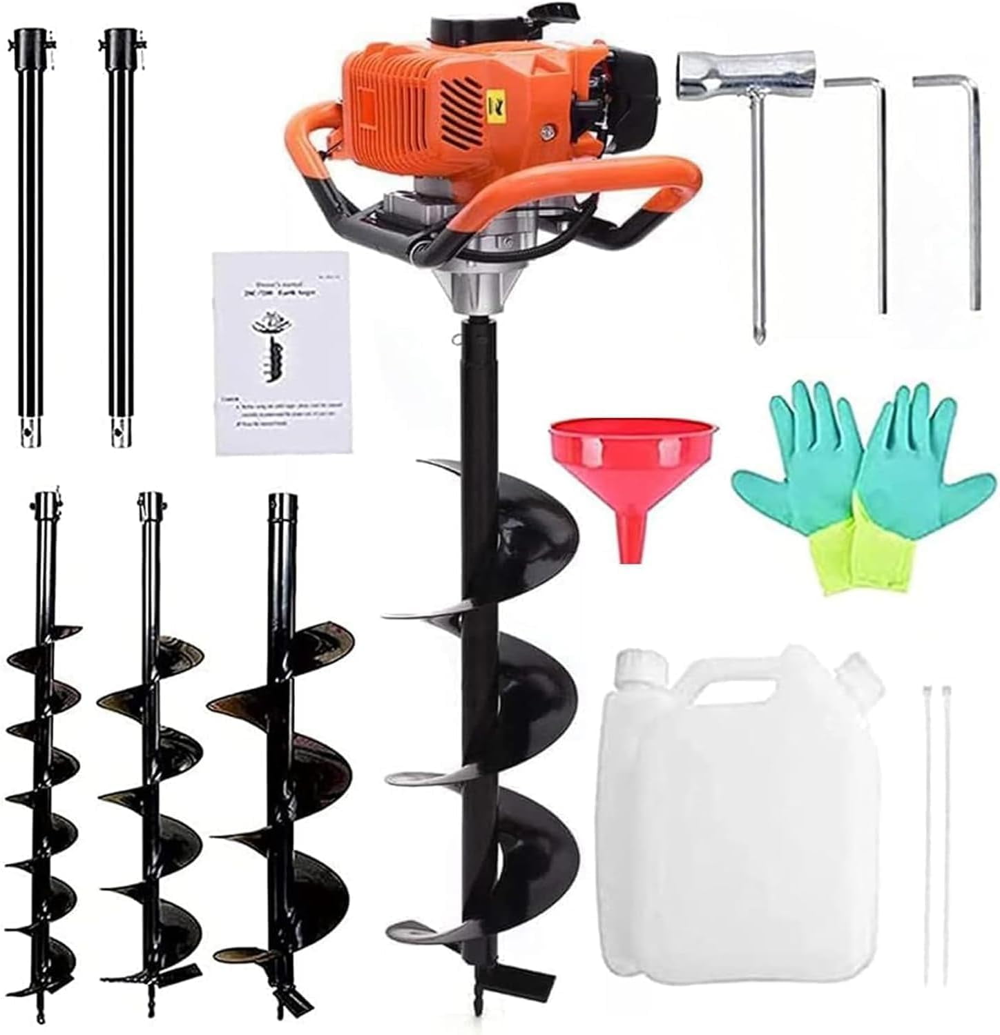 Jacgood 72CC Auger Post Hole Digger, 2.2KW Post Hole Auger Gas Powered ...