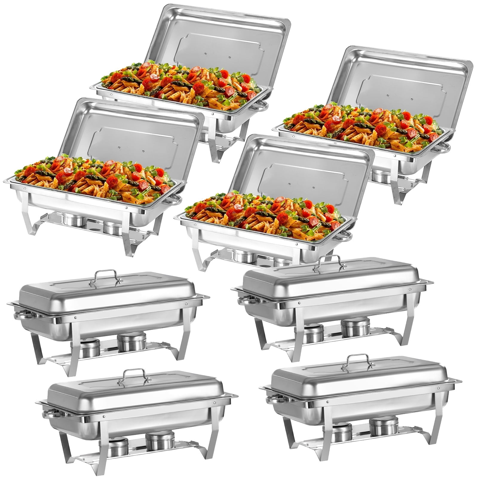 Jacgood 8 PCS Chafing Dish Chafer 8 QT Stainless Steel Food Warmer ...