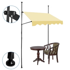 KFFKFF 138 x 47" Outdoor Retractable Awning, Manual Sunshade Canopy ...