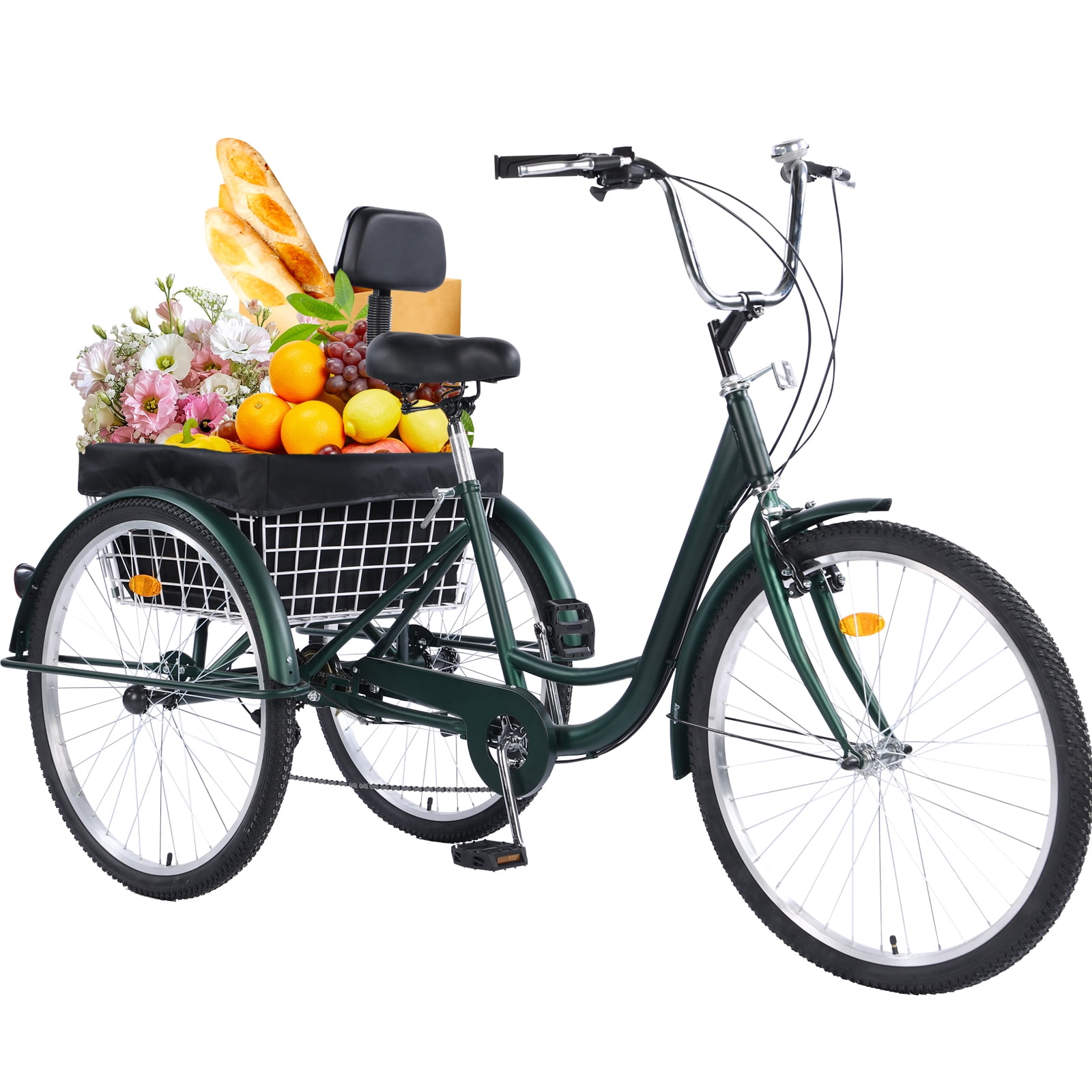 Jacgood Adult Tricycle 24" Wheels 7-Speed Trike 3 Wheels Trike with ...