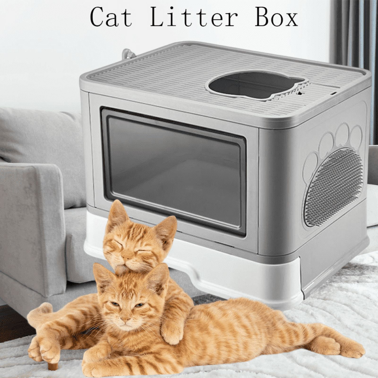 Jacgood Foldable Cat Litter Box, Large Enclosed Tray, Easy Clean ...