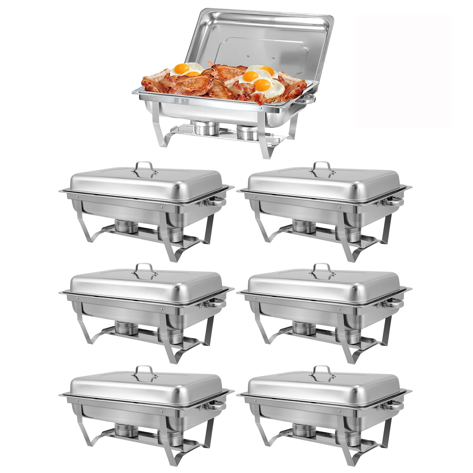 Jacgood Chafing Dish 7 Packs 8Qt, Foldable Rectangular Chafer Set, Stainless Steel Buffet ...