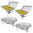 Jacgood 8Qt Stainless Steel Chafing Dish, 4 Pack Full Size Rectangular ...